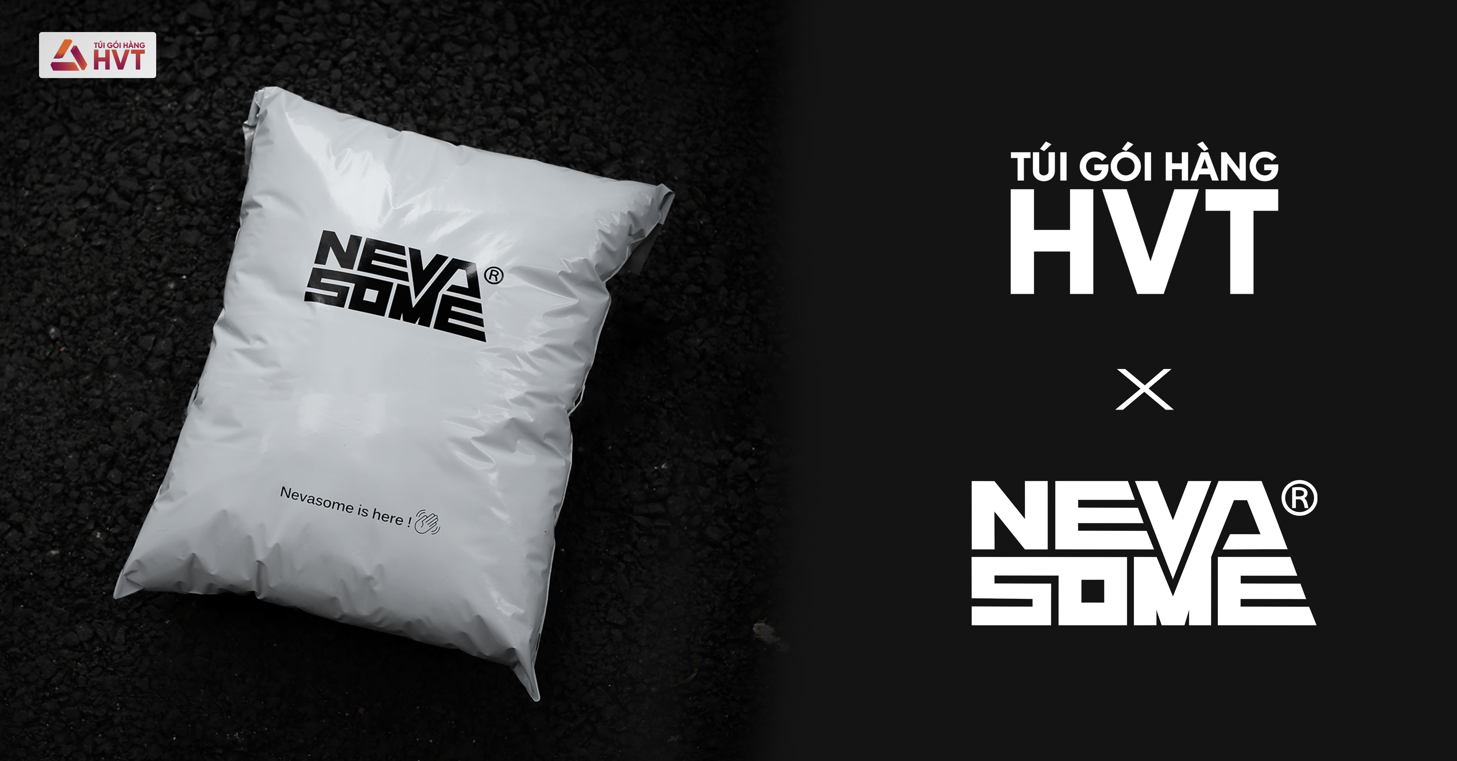 [NEVASOME x HVT] Túi gói hàng màu trắng in logo thương hiệu