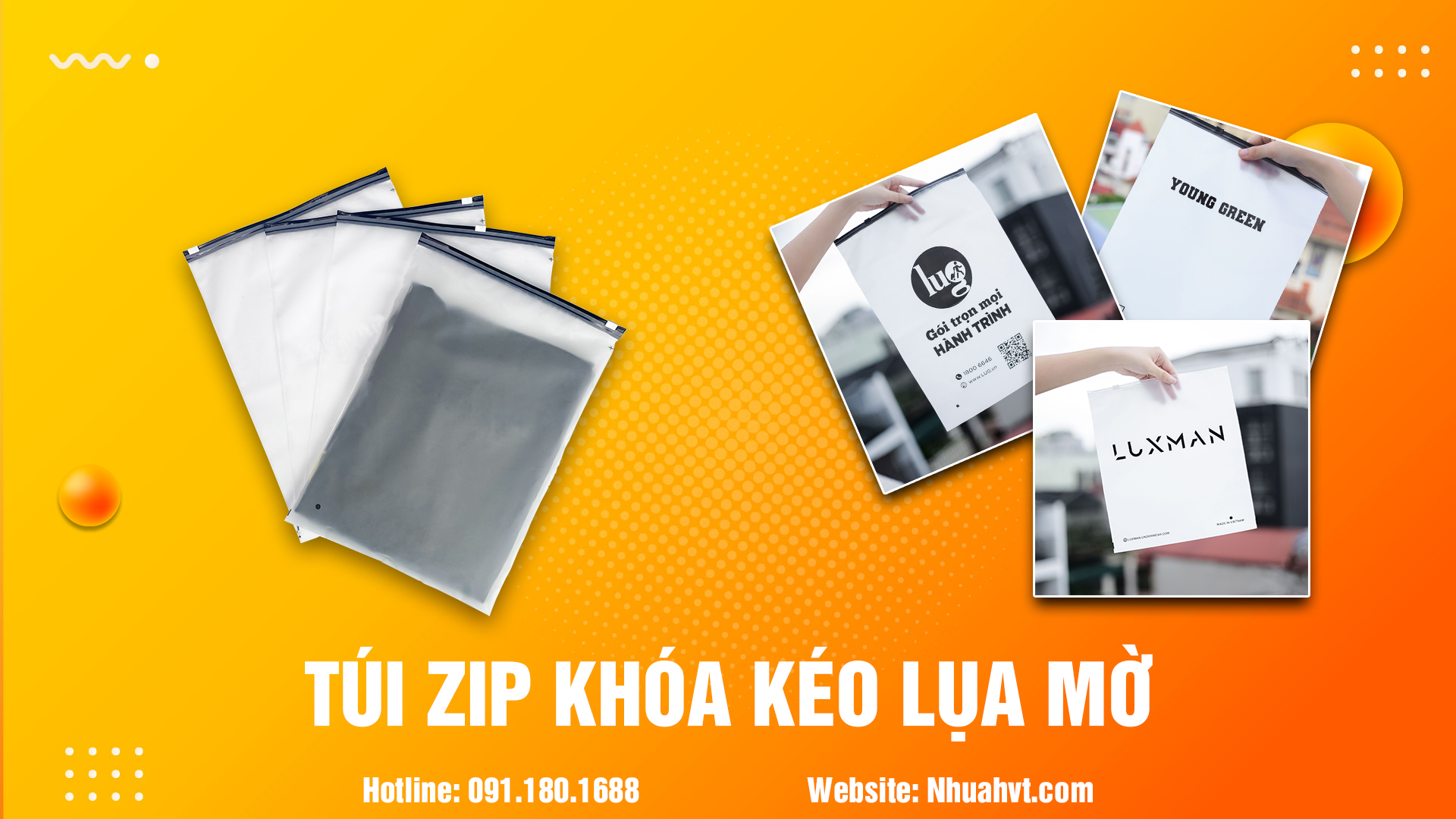 Túi Zipper Lụa Mờ CPE Cao Cấp Sản Xuất, In Ấn Theo Yêu Cầu